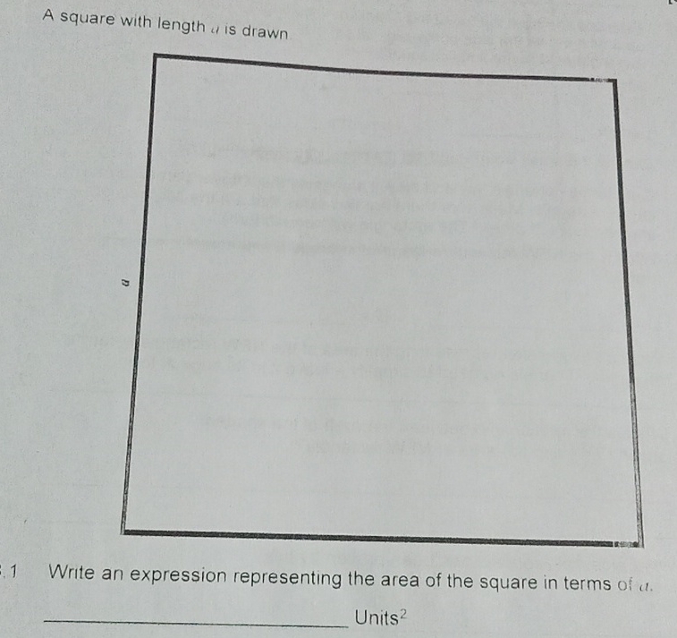 Solved A square with length u ﻿is drawn1 ﻿Write an | Chegg.com