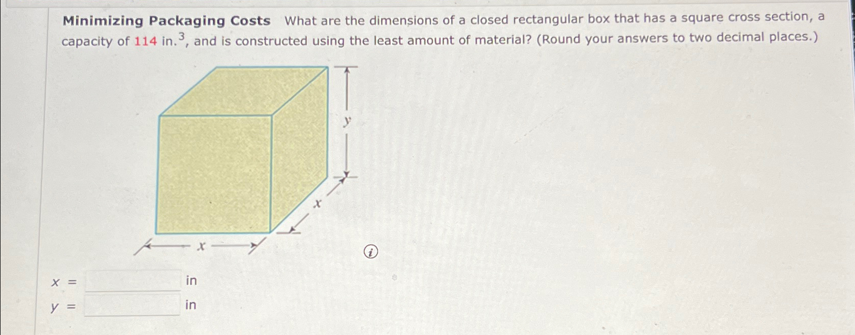 Solved Minimizing Packaging Costs What are the dimensions of | Chegg.com