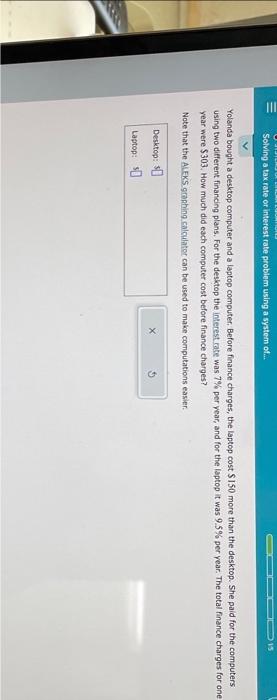 Solved Yolanda bought a desktop computer and a laptop | Chegg.com