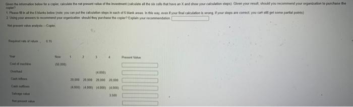 Given the information below for a copier, calculate | Chegg.com