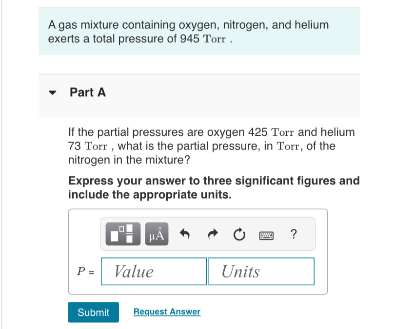 Solved A gas mixture containing oxygen, nitrogen, and helium | Chegg.com