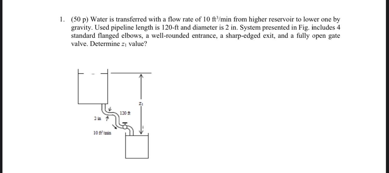 Solved (50p) ﻿Water is transferred with a flow rate of | Chegg.com