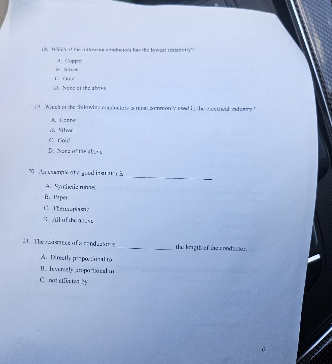 Solved Which of the following conductors has the lowest | Chegg.com