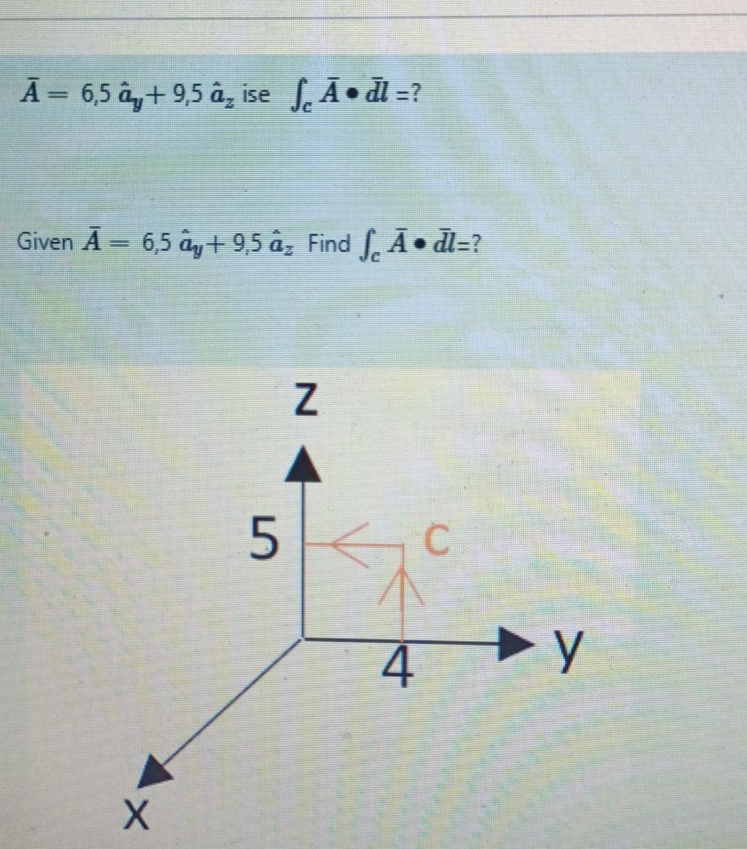 Solved Aˉ 6 5a Y 9 5a Z Ise ∫caˉ∙dl Given