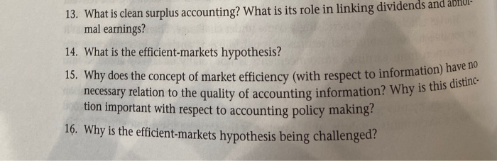 Solved 13. What is clean surplus accounting? What is its | Chegg.com