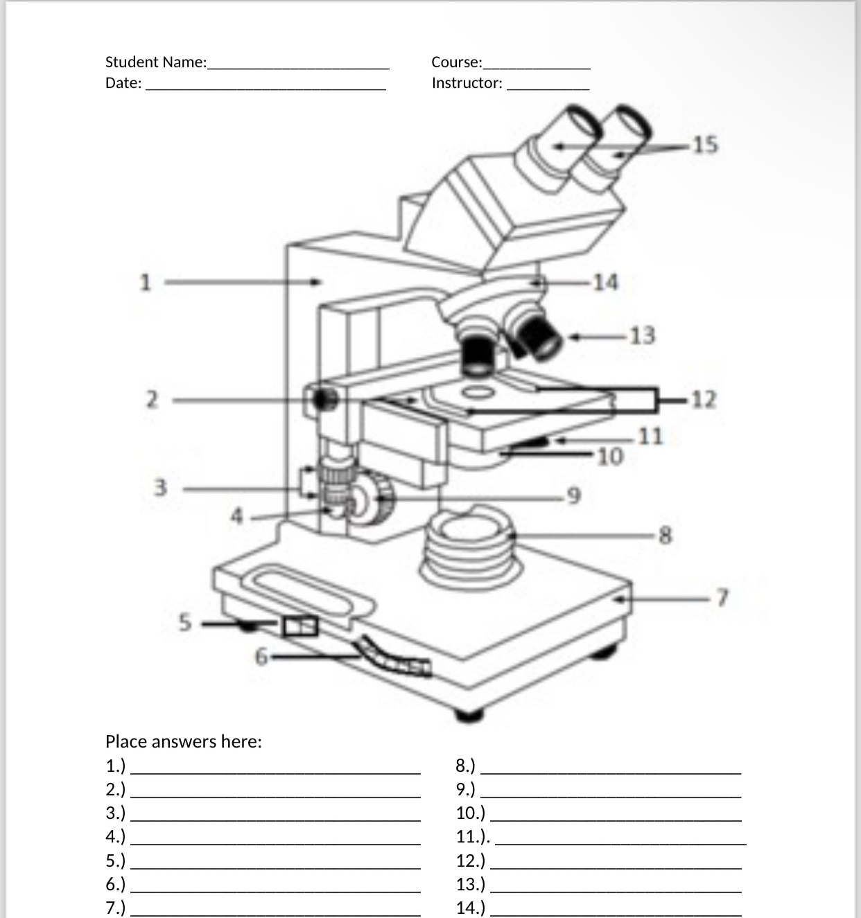 Solved Please lable tge microscope. Thank you! Student | Chegg.com