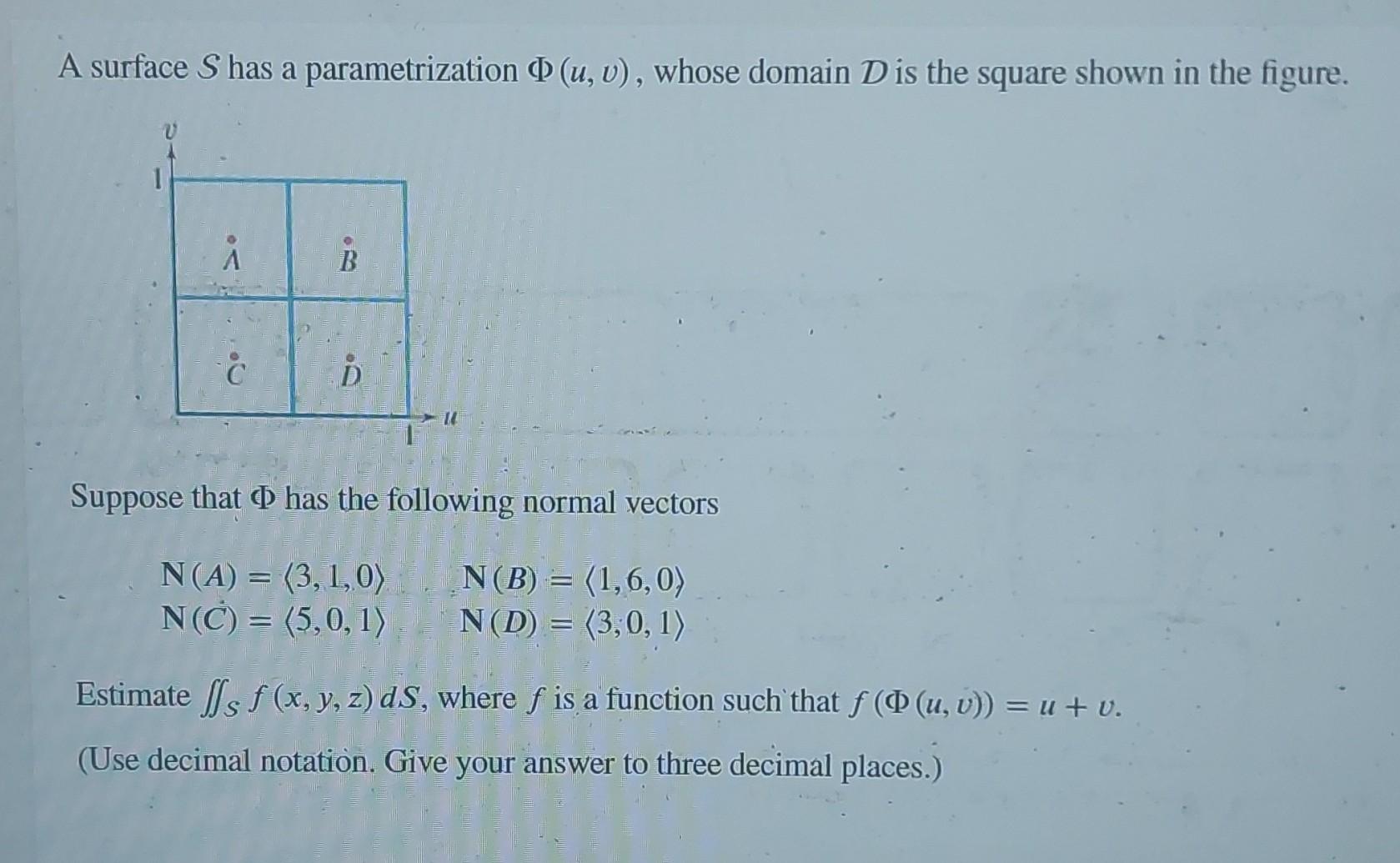 A surface S has a parametrization (u, v), whose | Chegg.com