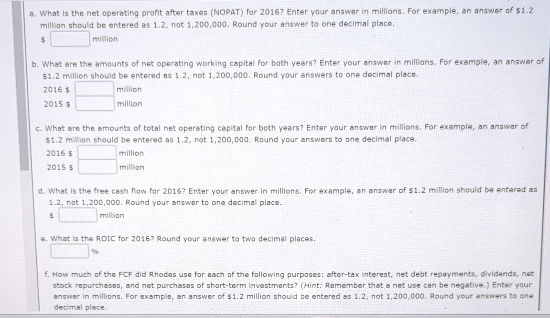 Solved Problem 2-12 Free Cash Flows Rhodes Corporation: | Chegg.com