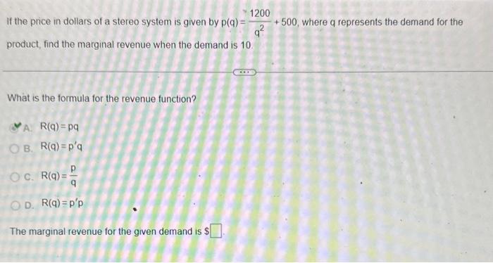 Solved If The Price In Dollars Of A Stereo System Is Given Chegg