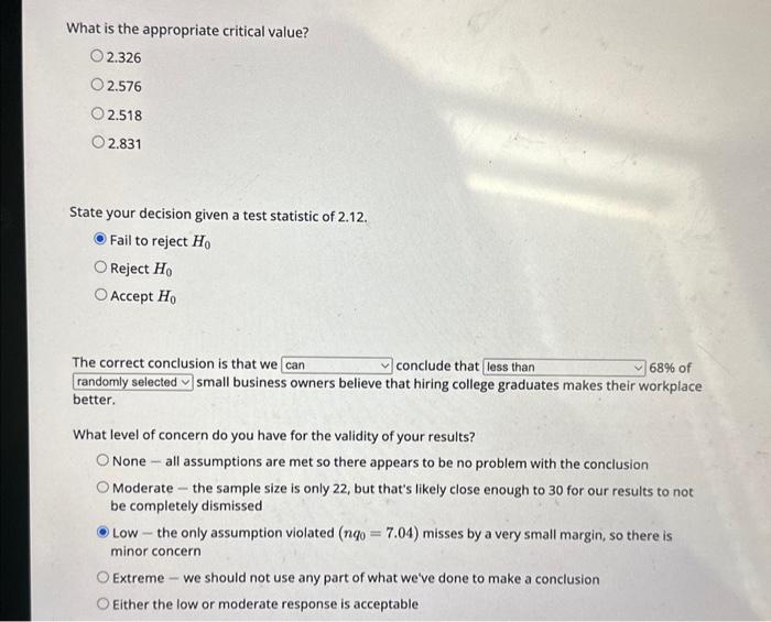 Solved In a simple random sample of 22 small business | Chegg.com