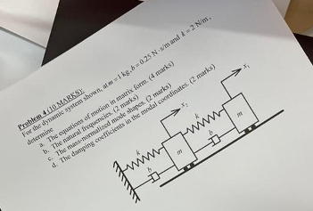 Solved Problem 4 ﻿:For the dynamic system shown, at m=1 | Chegg.com