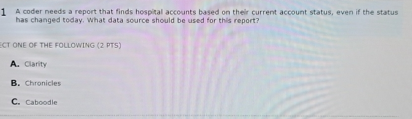 Solved 1 ﻿A coder needs a report that finds hospital | Chegg.com