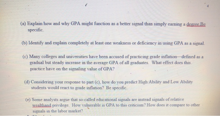 Solved Spence's original education signaling model has been | Chegg.com