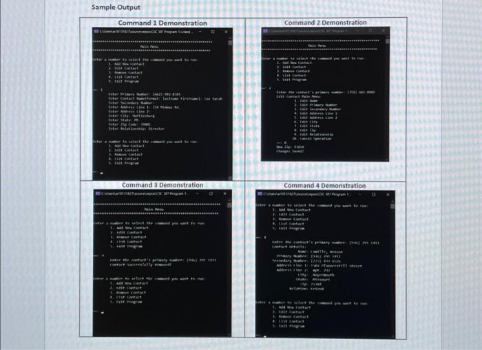 Solved Classes Needed The Contact Class is a class that is | Chegg.com
