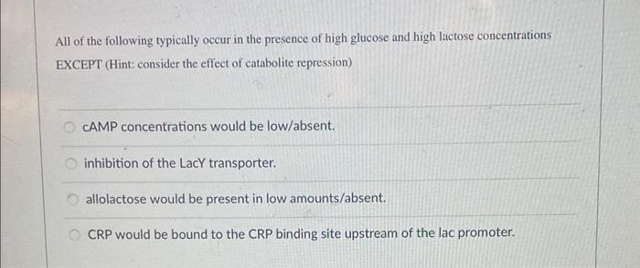 Solved All of the following typically occur in the presence | Chegg.com