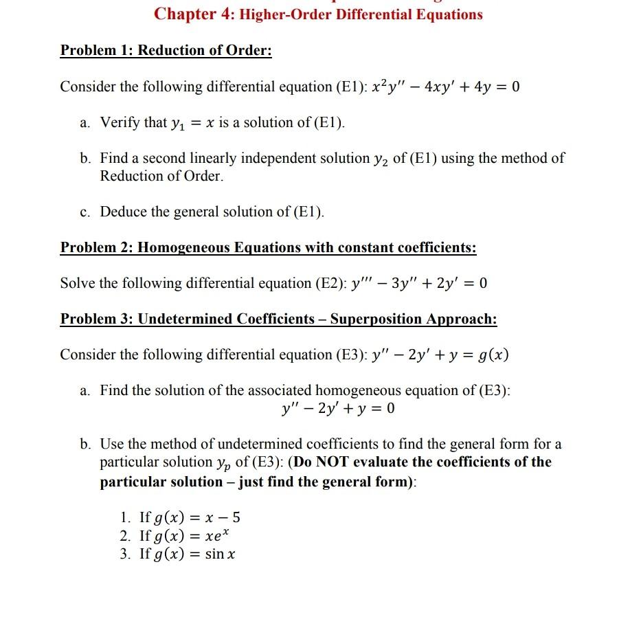 Solved Chapter 4: Higher-Order Differential Equations | Chegg.com