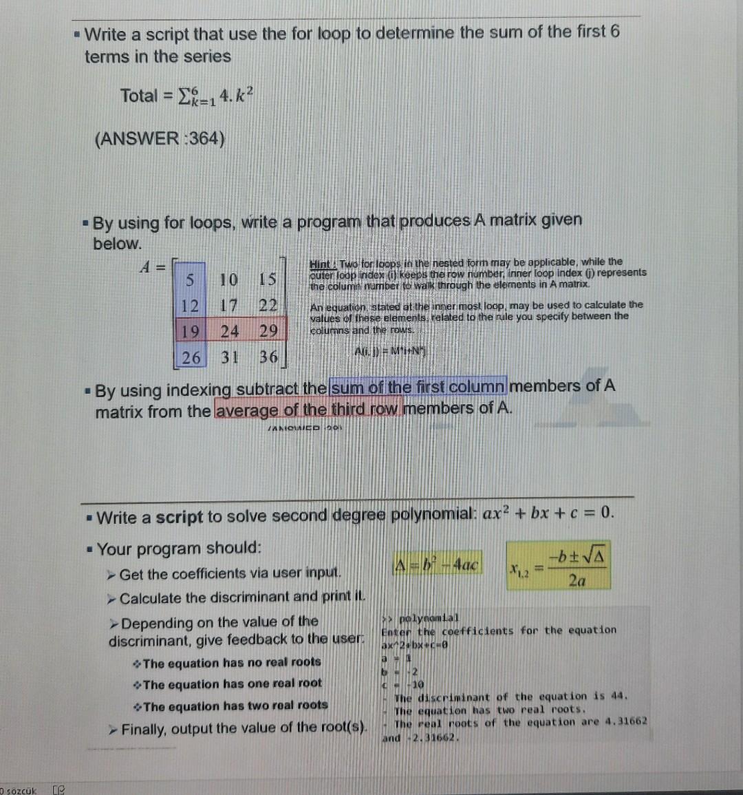 - Write a script that use the for loop to determine | Chegg.com