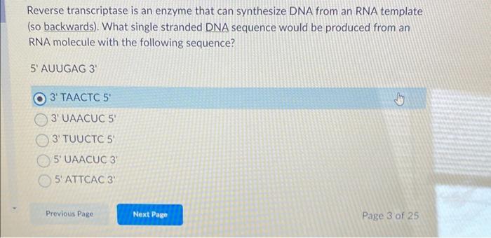Solved Reverse transcriptase is an enzyme that can | Chegg.com