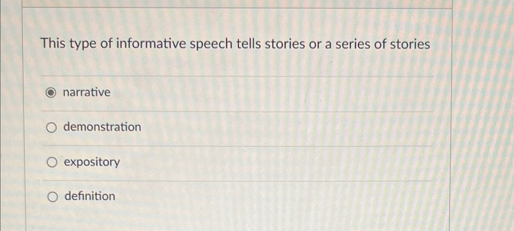 Solved This type of informative speech tells stories or a | Chegg.com