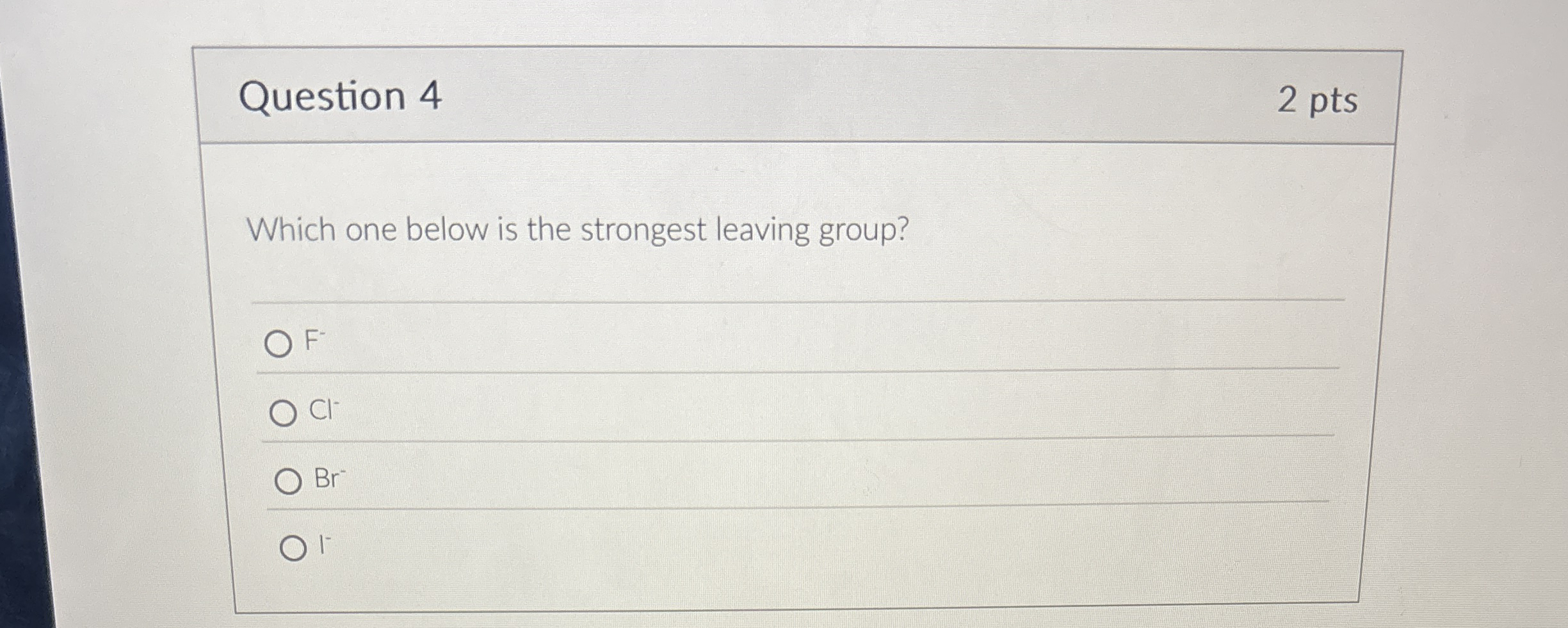 Solved Question 42 ptsWhich one below is the strongest | Chegg.com Solved Question 42 ptsWhich one below is the strongest | Chegg.com
