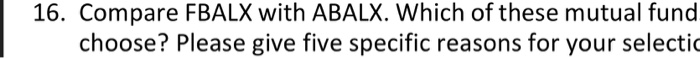 Solved 16. Compare FBALX with ABALX. Which of these mutual | Chegg.com