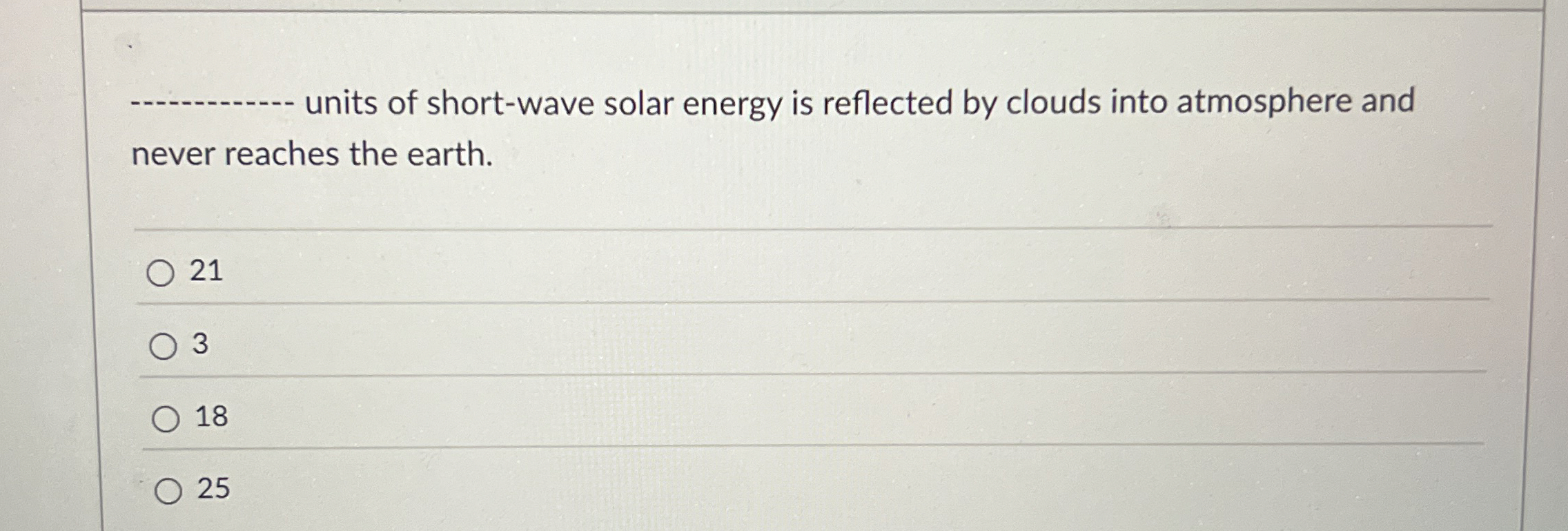 Solved units of short-wave solar energy is reflected by | Chegg.com