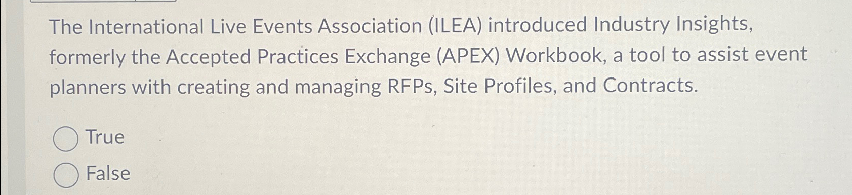 Solved The International Live Events Association (ILEA) | Chegg.com