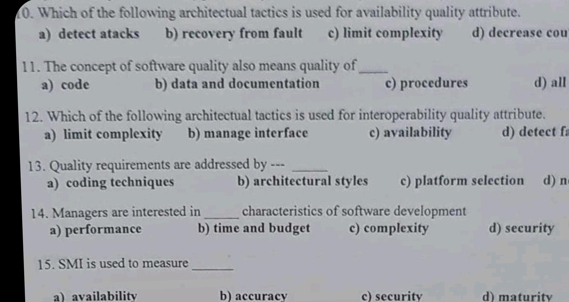 Solved 10. Which of the following architectual tactics is | Chegg.com