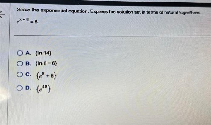 Solved Solve the exponential equation. Express the solution | Chegg.com