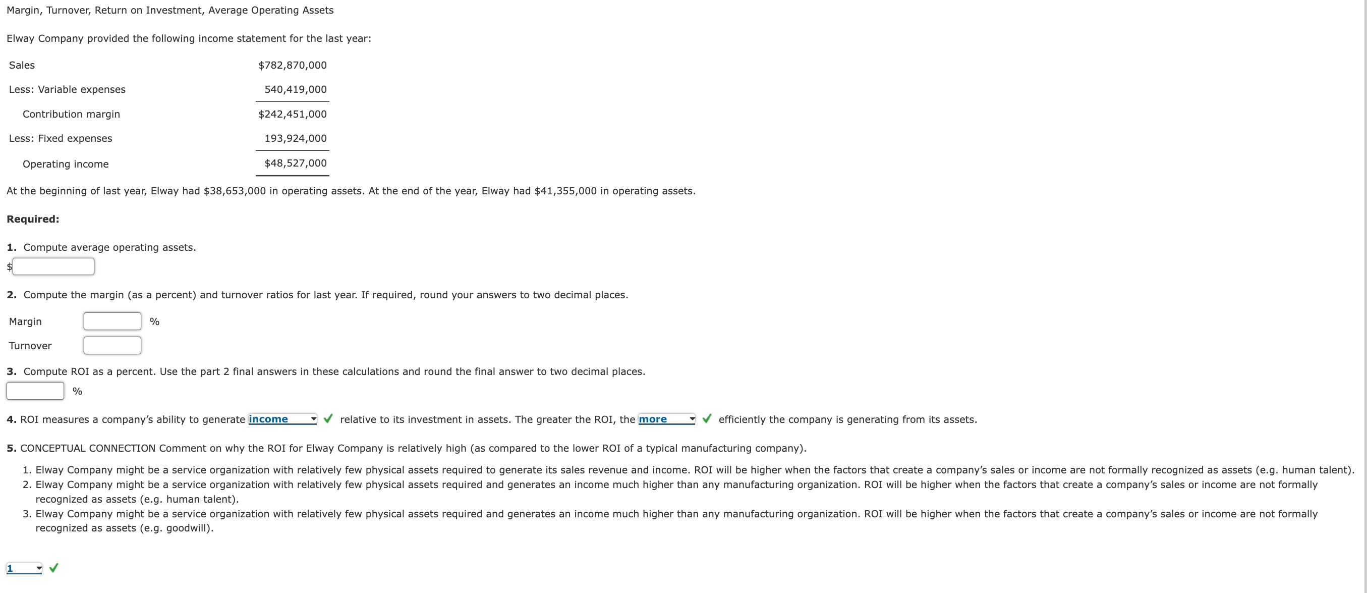 Solved Margin, Turnover, Return on Investment, Average | Chegg.com