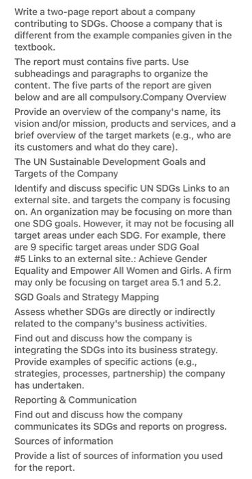 Solved Write a two-page report about a company contributing | Chegg.com