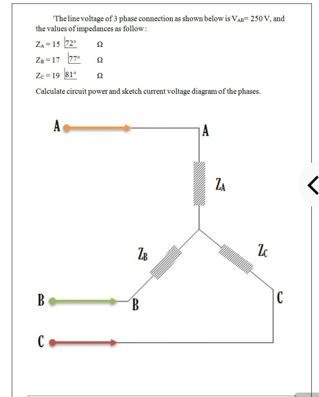 Solved The line voltage of 3 phase connection as shown below | Chegg.com