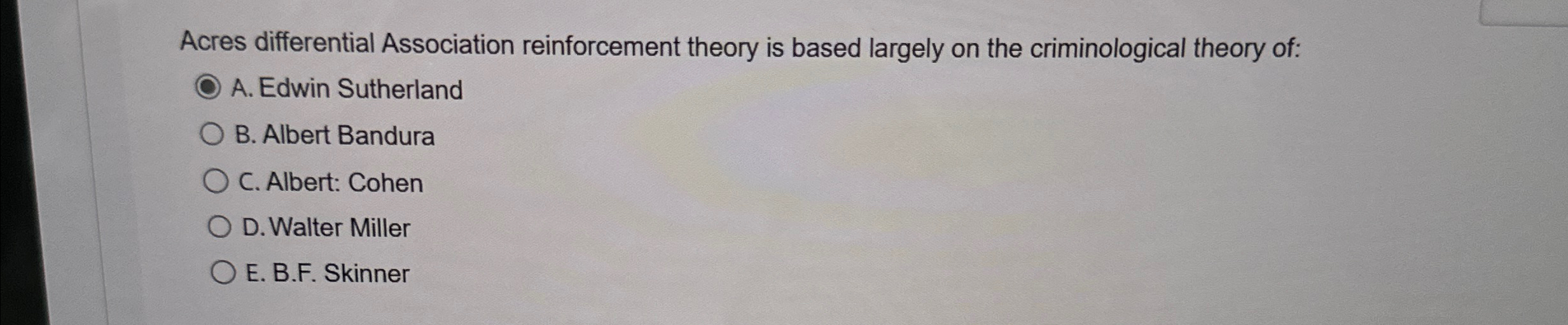 Solved Acres differential Association reinforcement theory | Chegg.com