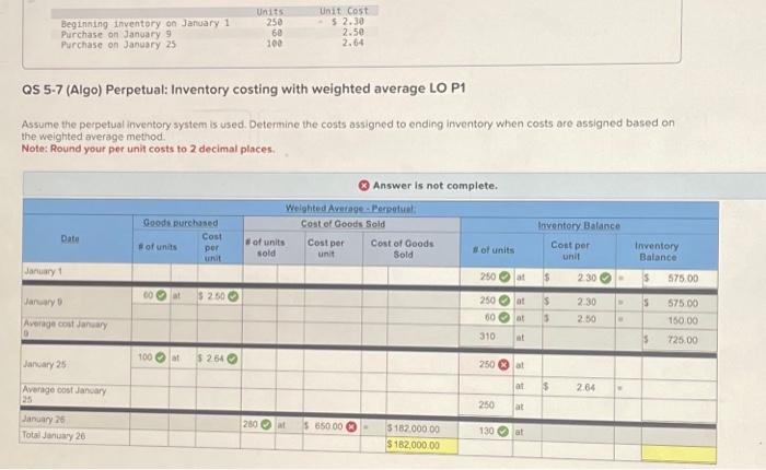QS 5-7 (Algo) Perpetual: Inventory costing with | Chegg.com
