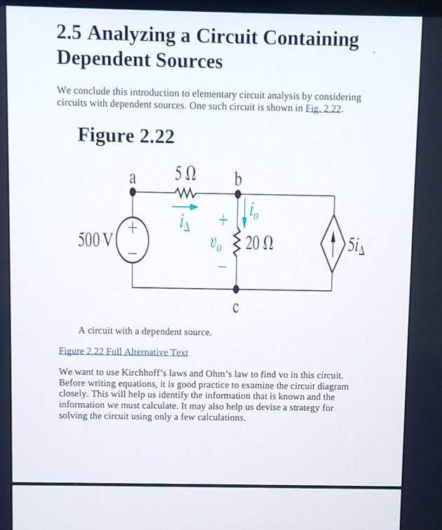 Solved 2.5 Analyzing a Circuit Containing Dependent | Chegg.com