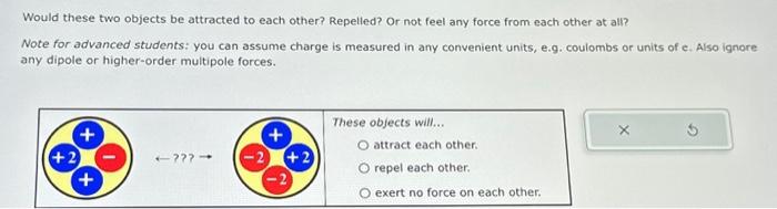 Solved Would these two objects be attracted to each other? | Chegg.com