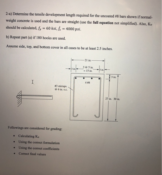 Solved 2-a) Determine the tensile development length | Chegg.com