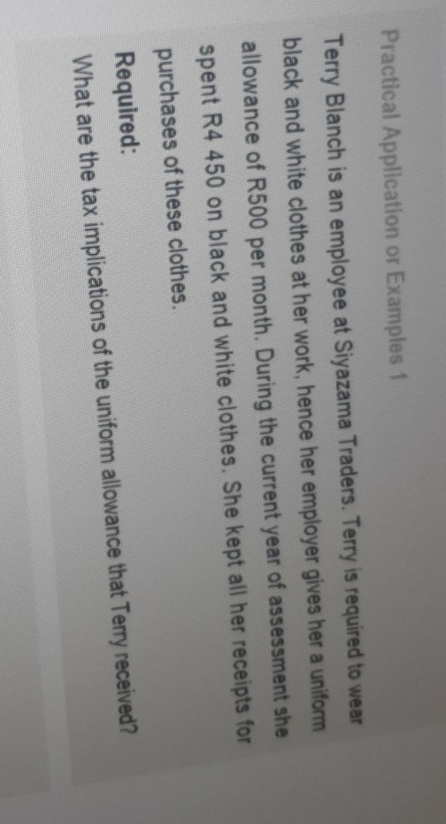Solved Practical Application or Examples 1Terry Blanch is an | Chegg.com