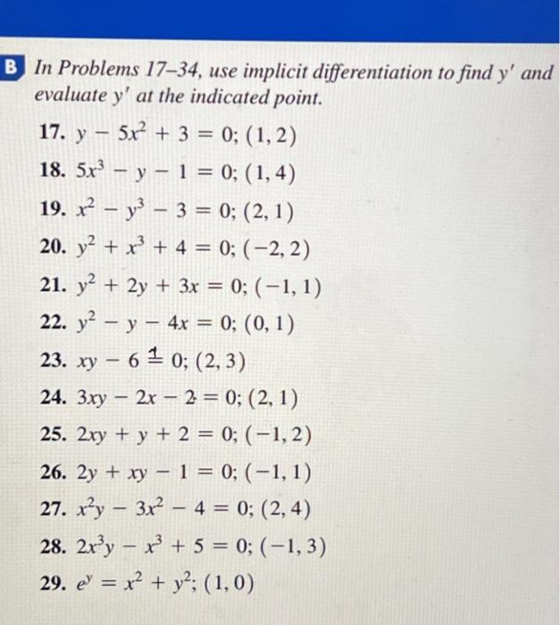 Solved In Problems 17-34, use implicit differentiation to | Chegg.com