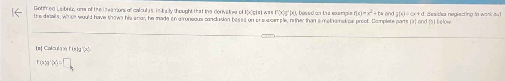 Solved Gottfried Leibniz, one of the inventors of calculus, | Chegg.com