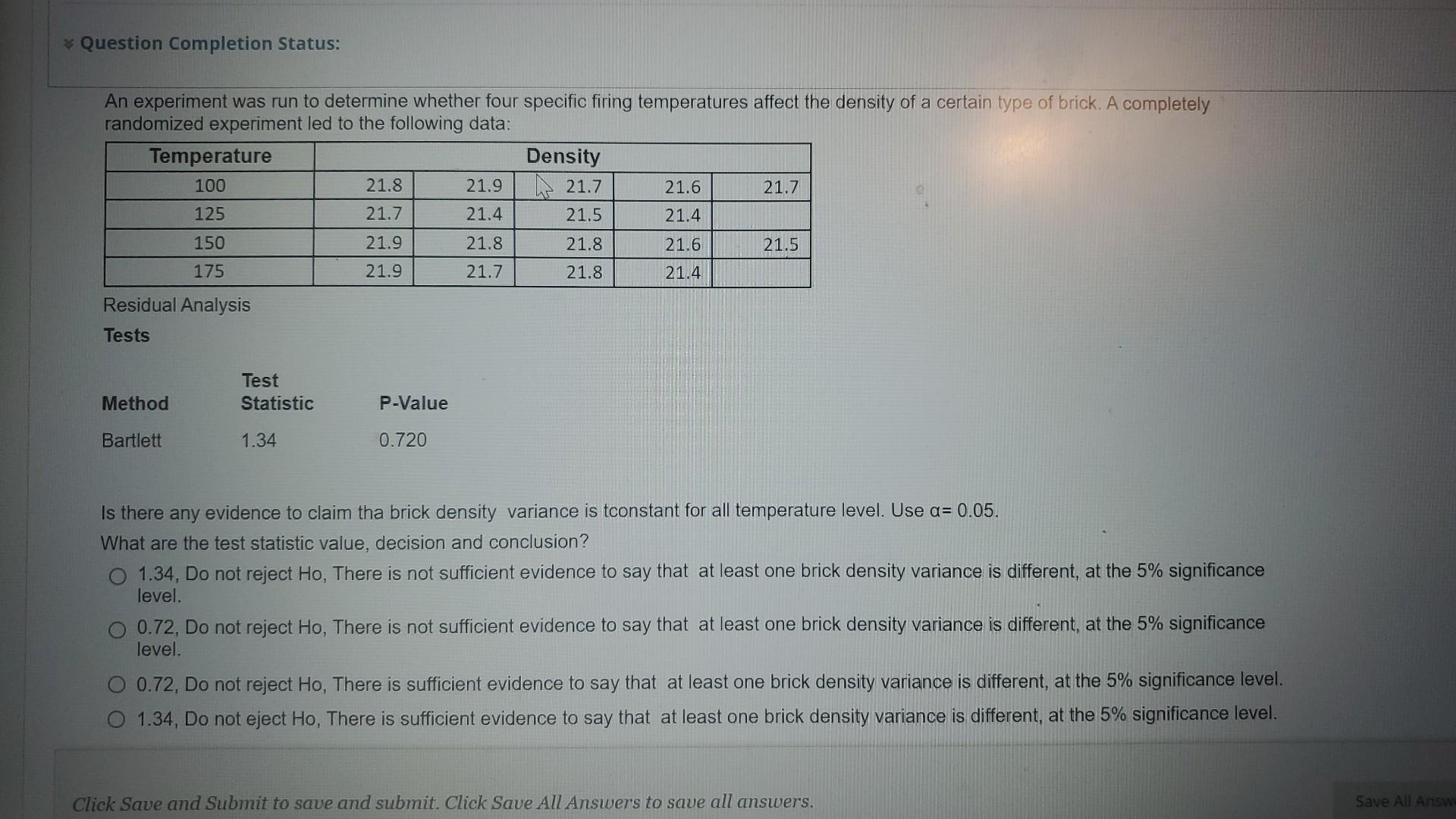 Solved Question Completion Status: An experiment was run to | Chegg.com