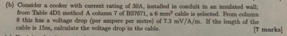(b) Consider a cooker with current rating of 30 A, | Chegg.com