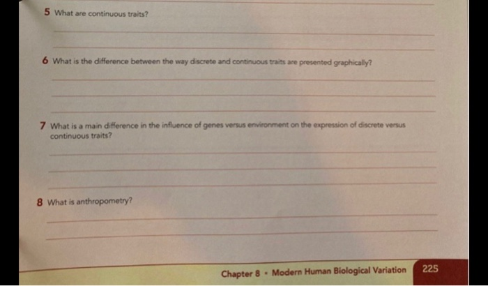 Solved 5 What are continuous traits? 6 What is the | Chegg.com