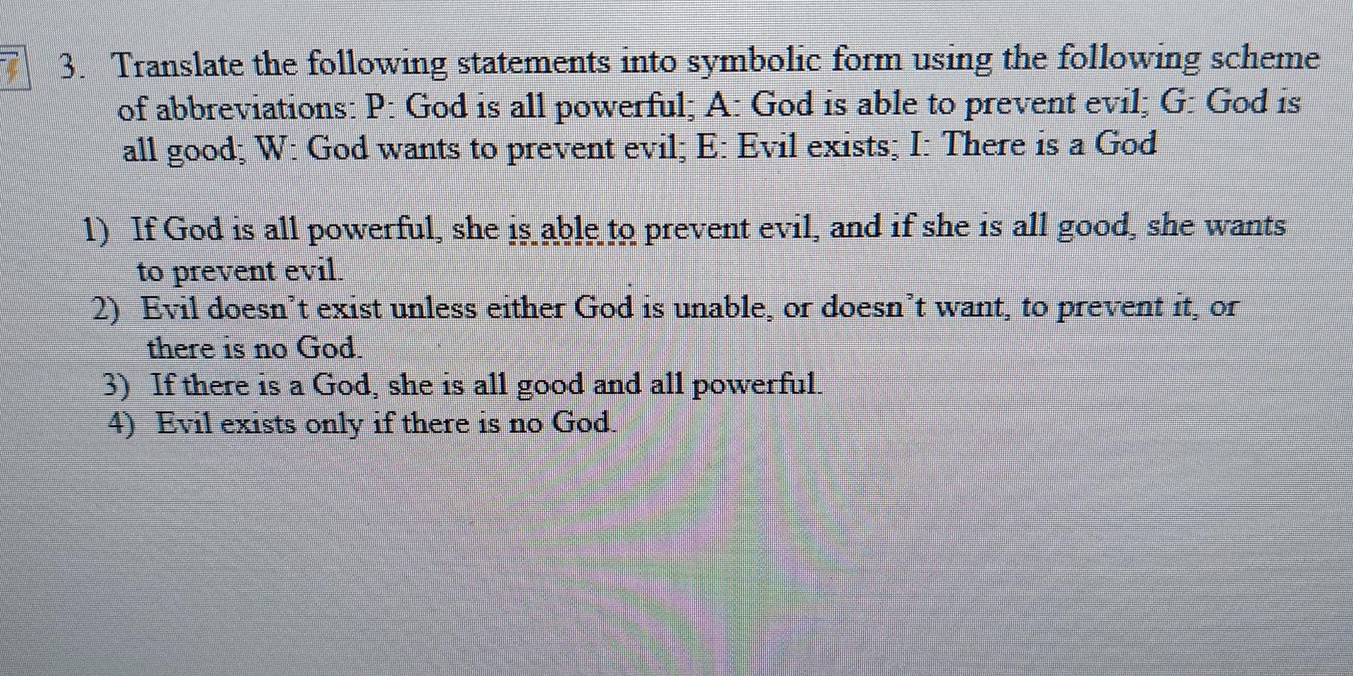 3. Translate the following statements into symbolic | Chegg.com