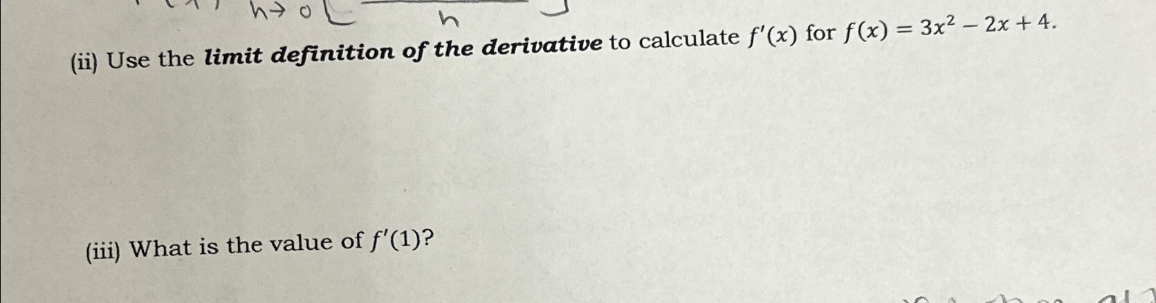 Solved (ii) ﻿Use the limit definition of the derivative to | Chegg.com