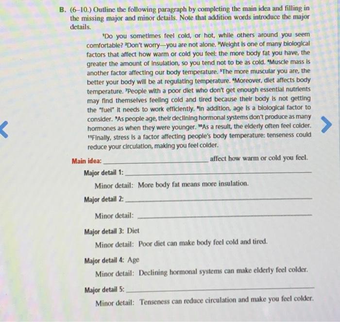 B. (6-10.) Outline the following paragraph by | Chegg.com