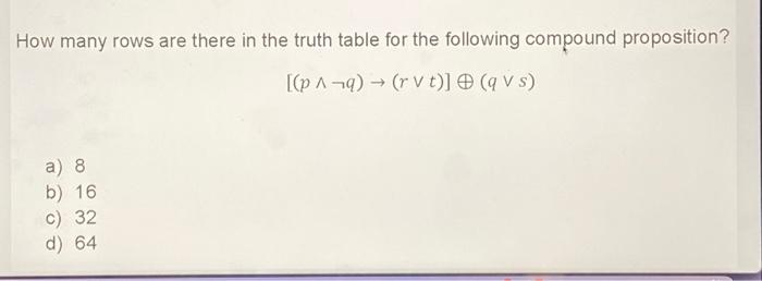 Solved How many rows are there in the truth table for the | Chegg.com