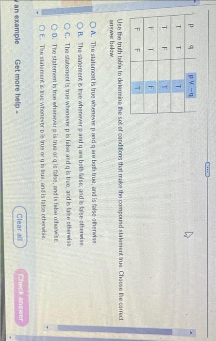 Solved Use the truth table to determine the set of | Chegg.com