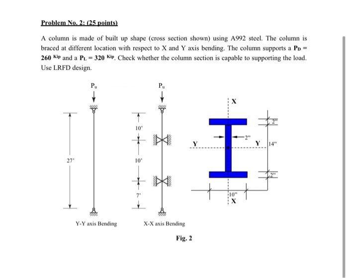 Solved Problem No. 2: (25 points) A column is made of built | Chegg.com