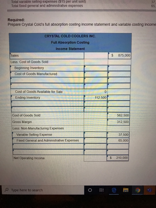 Solved E5-20 Comparing Full Absorption Costing and Variable | Chegg.com